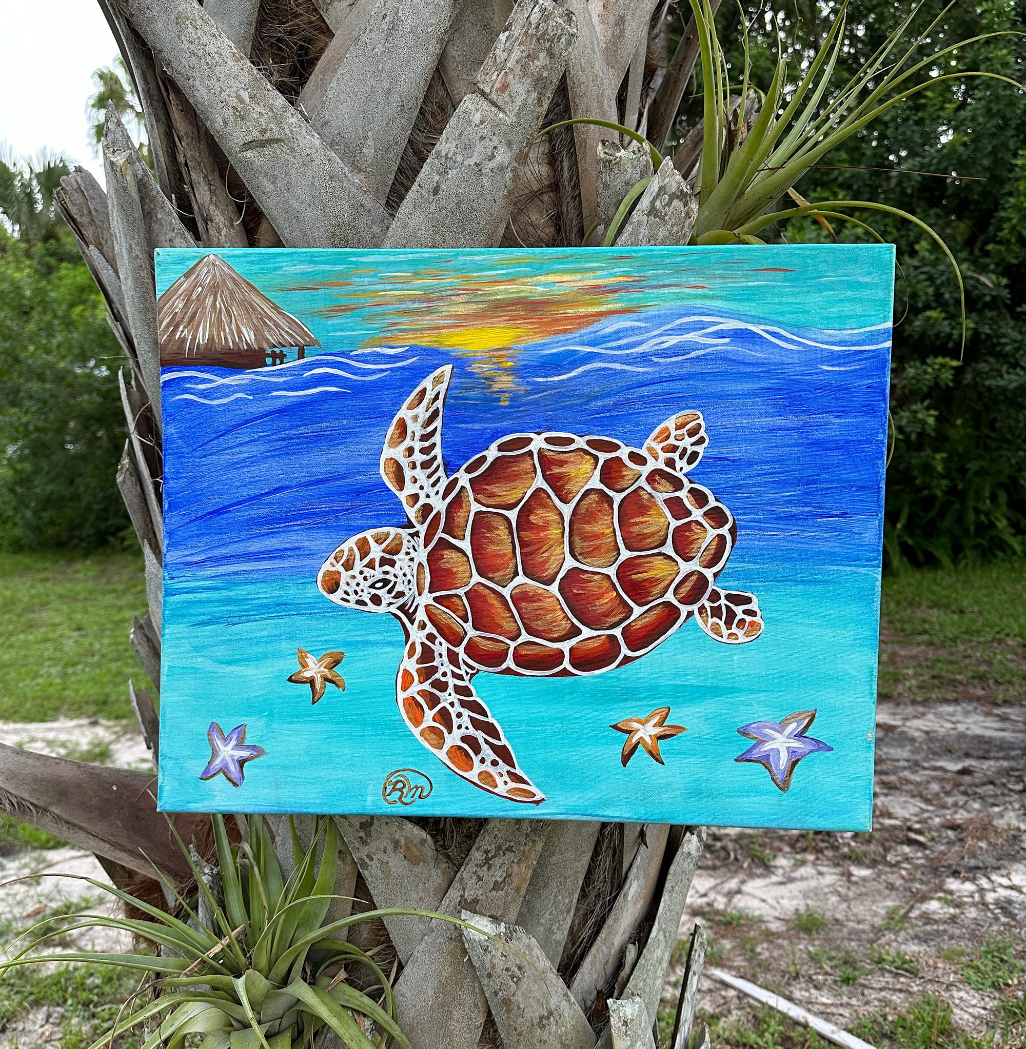 Sea Turtle Painting - Shelling Florida